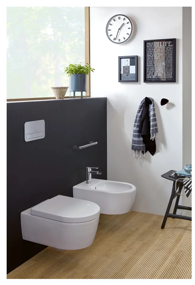 Villeroy & Boch AVENTO - COMBI PACK WC závesné DirectFlush + sedátko s poklopom SoftClosing, biela Alpin CeramicPlus 5656HRR1