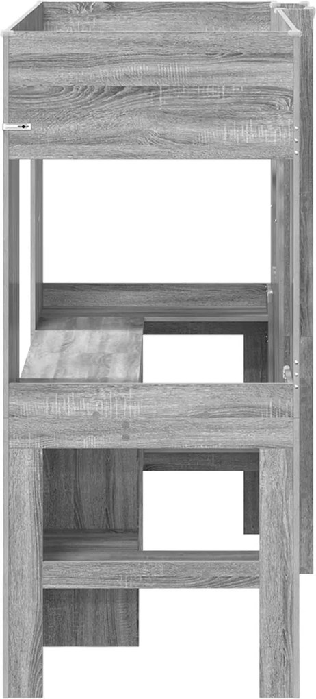 Rám patrové postele se stolem s policí Šedá Sonoma 75 x 190 cm 3410432