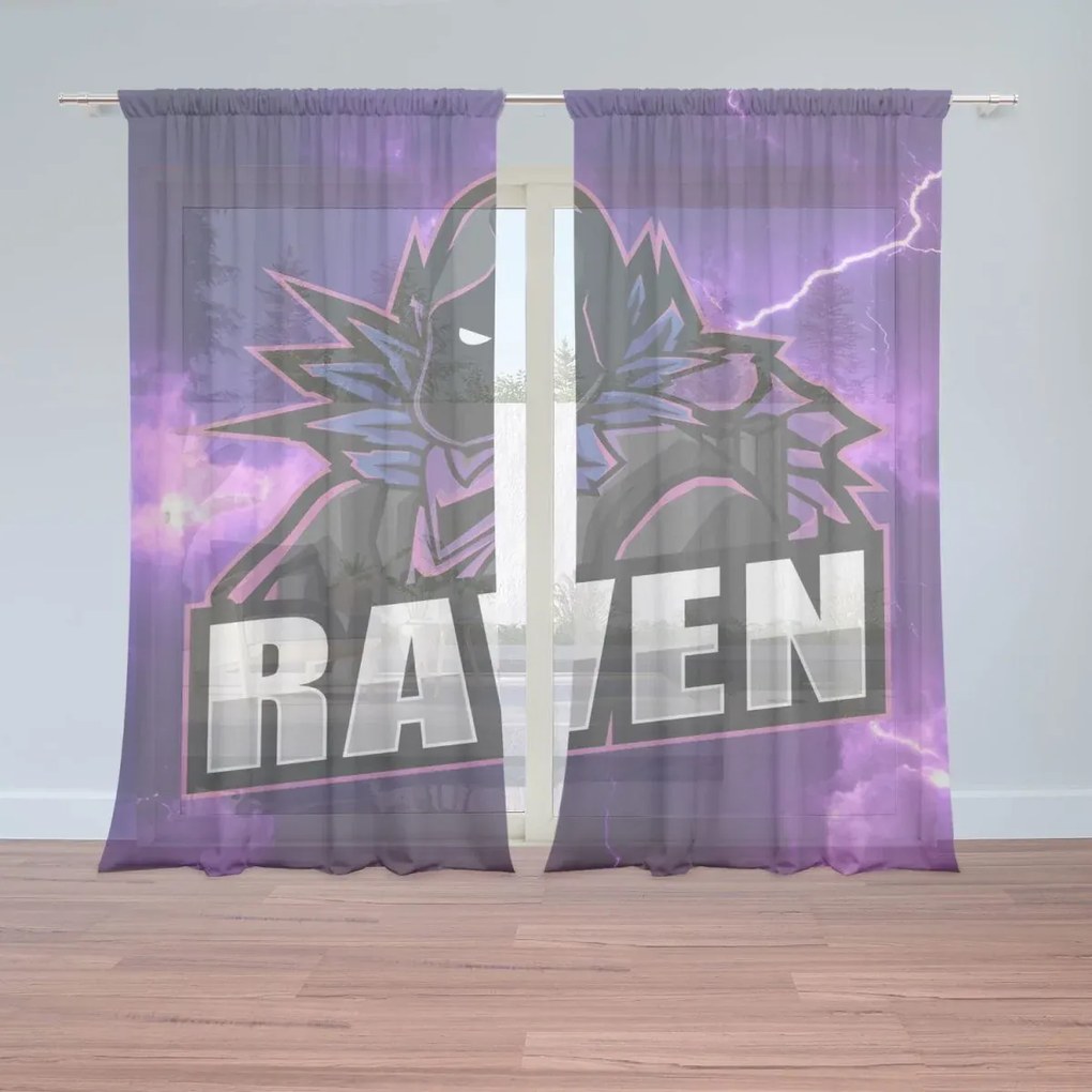 Sablio Záclony FORTNITE RAVEN Fialová bouře: 2ks 150x250cm