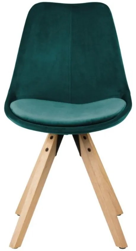 SCANDI Lahvově zelená sametová jídelní židle Damian