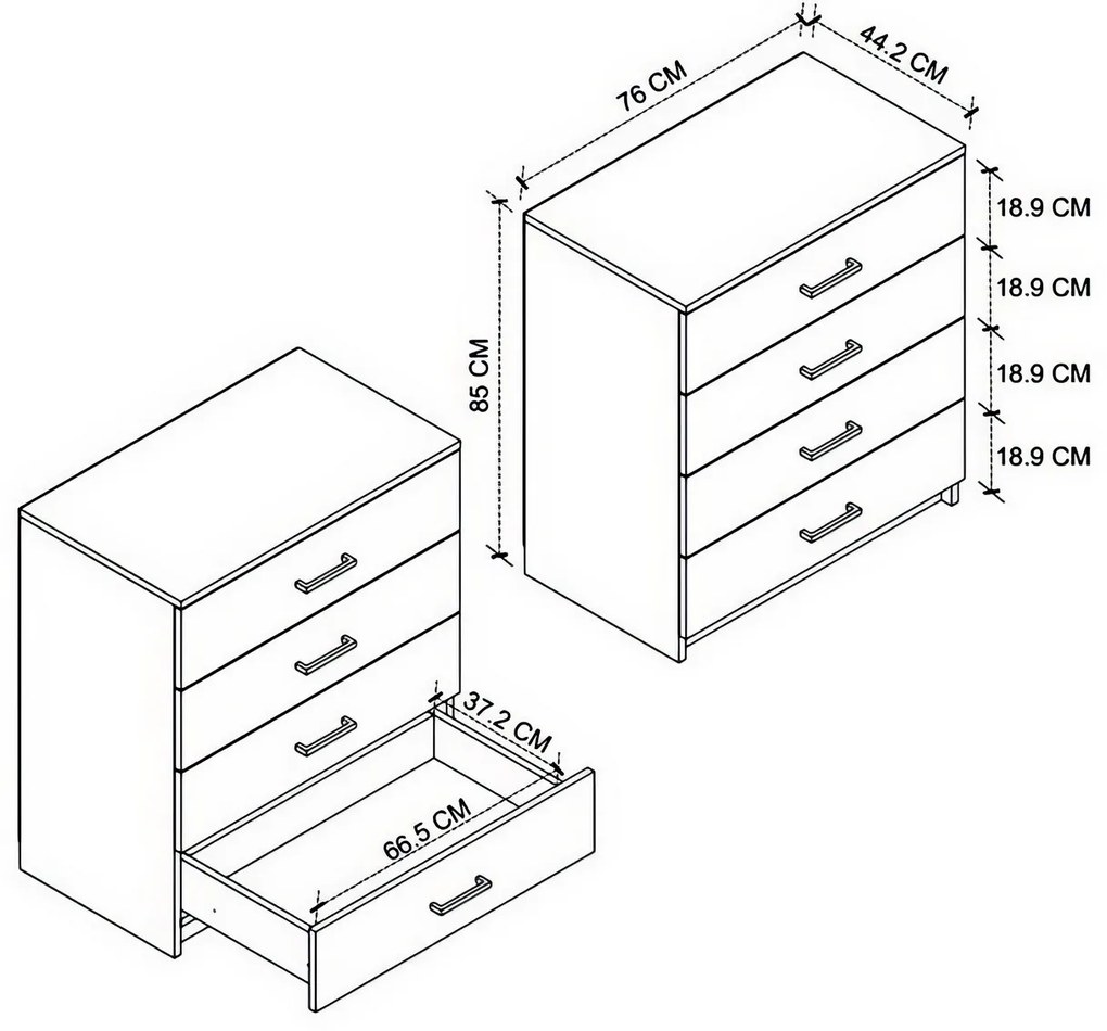 Komoda 4S DINAMMO barva bílá