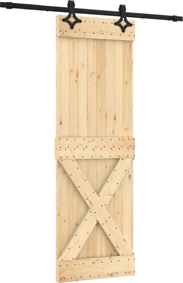 vidaXL Posuvné dveře s kováním 70 x 210 cm masivní borové dřevo [3203132]