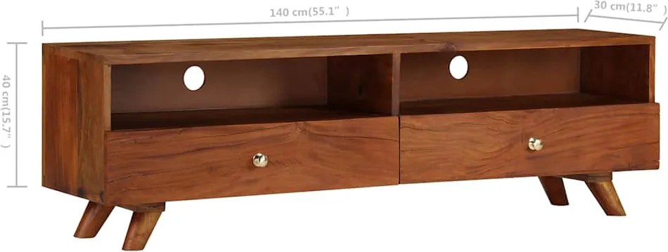 TV stolek 140 x 30 x 40 cm masivní recyklované dřevo 246675