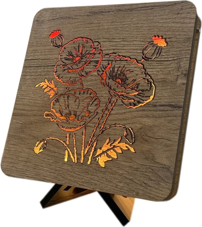 Li-Go "Vlčí máky" lampa 19x19 cm provedení povrchu: dub
