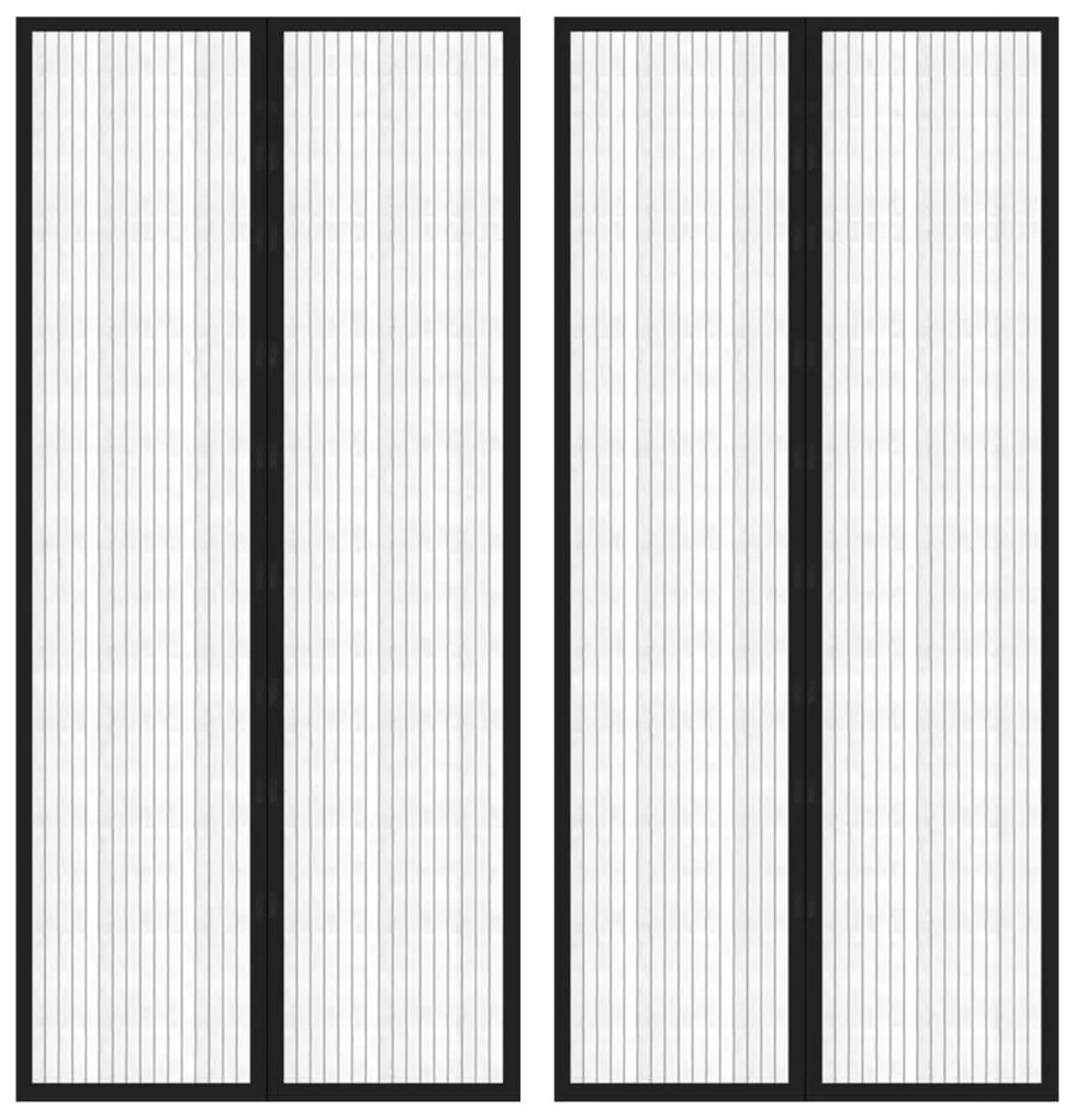 Závěsy do dveří proti hmyzu 2 ks s magnety černé 210 x 90 cm 314686