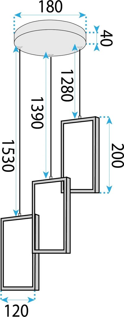 Toolight Závěsné moderní LED osvětlení Rectangle D103 LHJ087-3CP černé