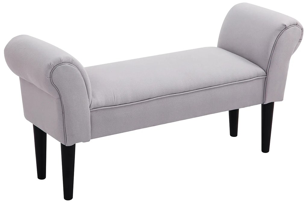 HOMCOM Lavice do ložnice lavice k posteli, čalouněná lavice v šedé barvě, MDF a pěna, 102x31x51cm| Aosom
