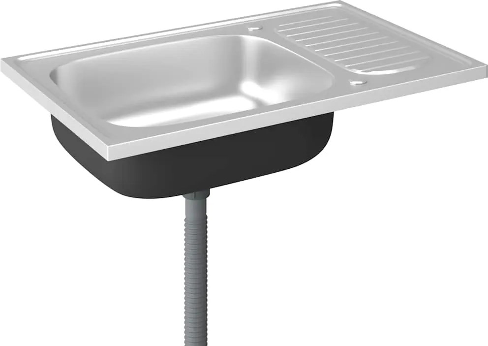 Kuchyňský dřez s odtokem stříbrný 800x500x155 mm nerezová ocel 147232
