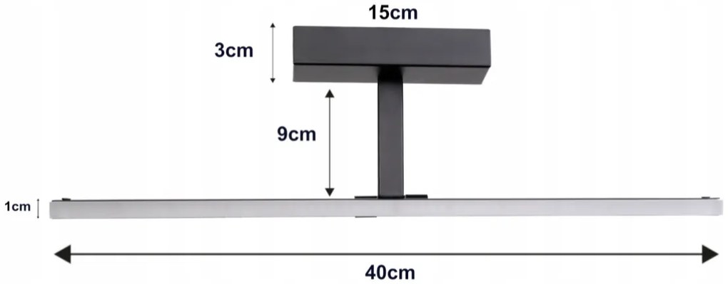 BERGE Nástěnné svítidlo LED do koupelny - 40 cm - 9W černé