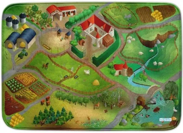 HOUSE OF KIDS Dětský hrací koberec Farma 3D Ultra Soft 130x180 zelený
