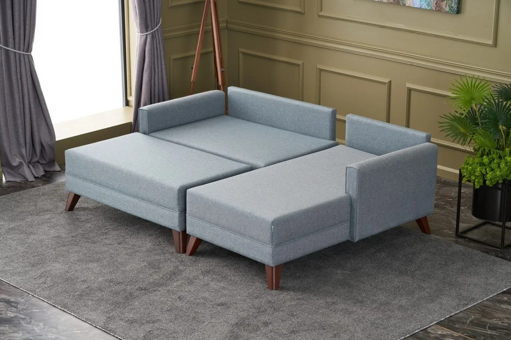 Atelier del Sofa Rohová sedací souprava Bella Soft Mini Köşe Right - Blue, Modrá