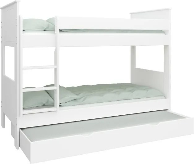 Patrová postel Daisy 90x200cm se zásuvkou - bílá