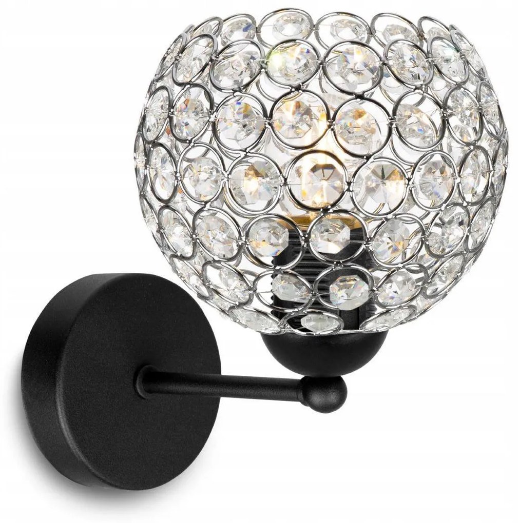Nástěnné svítidlo Crystal 1, 1x stříbrné křišťálové stínítko