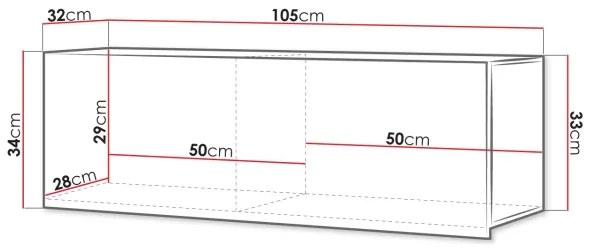 Nástěnná skříňka CALABRINI 34x105 cm černá