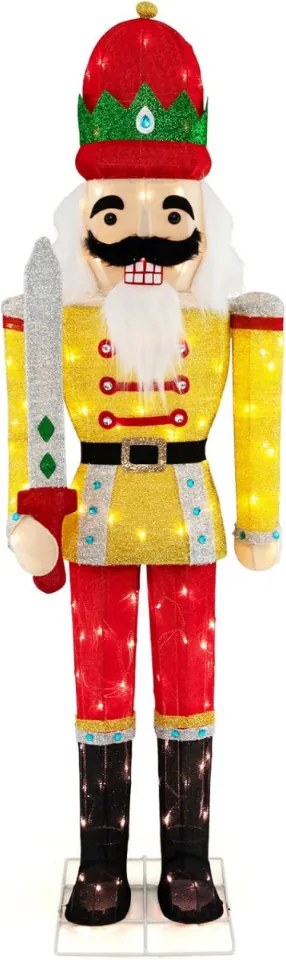 Costway Louskáček Soldier 166 cm High Life-Size Illuminated Louskáček postava