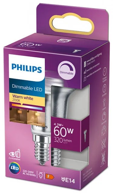 Philips D4-60W-E14-R50 Stmívatelná LED žárovka Philips reflektor E14 R50 4,3W 2700K