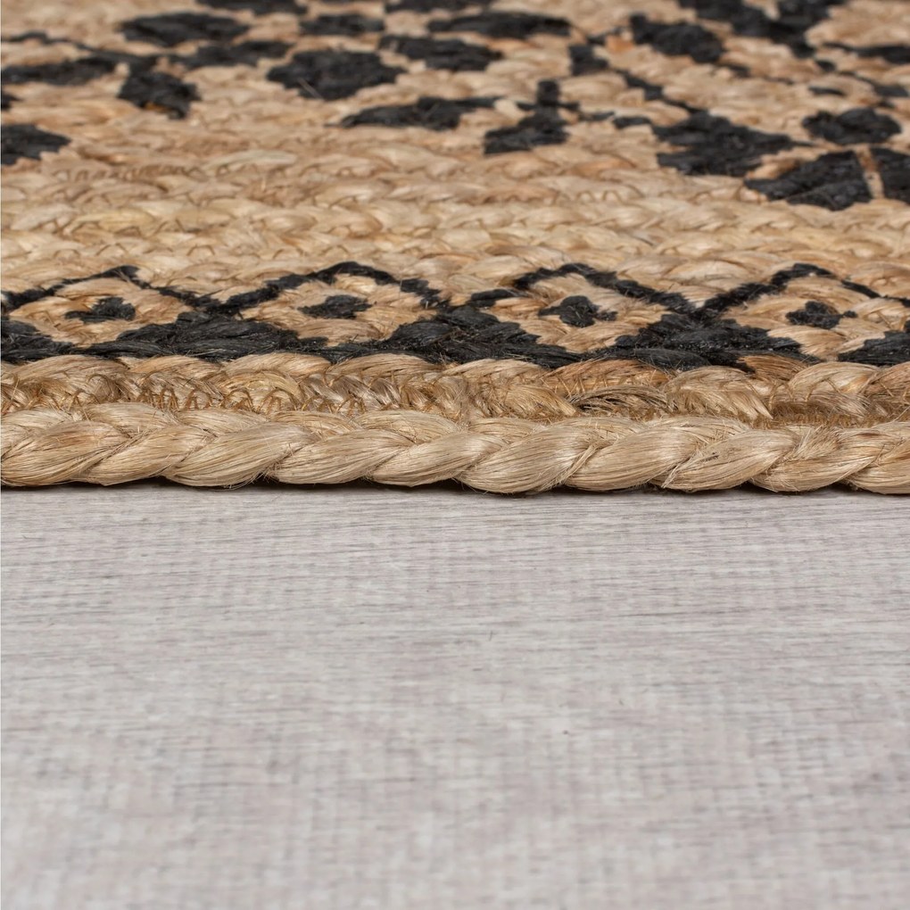 Flair Rugs koberce Kusový koberec Printed Jute Maisie Natural/Black - 160x230 cm