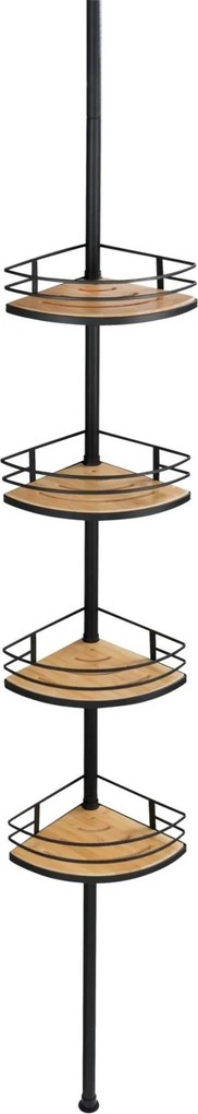 Teleskopická sprchová police DOLCEDO, z bambusu a nerezové oceli, 31 x 65-275 x 23 cm, černá, Wenko