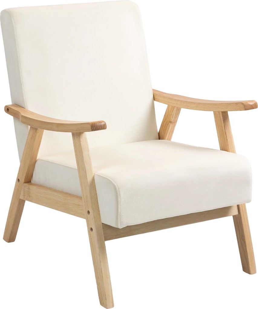HOMCOM Křeslo do Obývacího Pokoje Nordic S Područky, Polstrování, Padded Křeslo s Dřevěným Rámem, Křeslo s Vzhledem Veluru, Čalouněné Křeslo do Ložnic