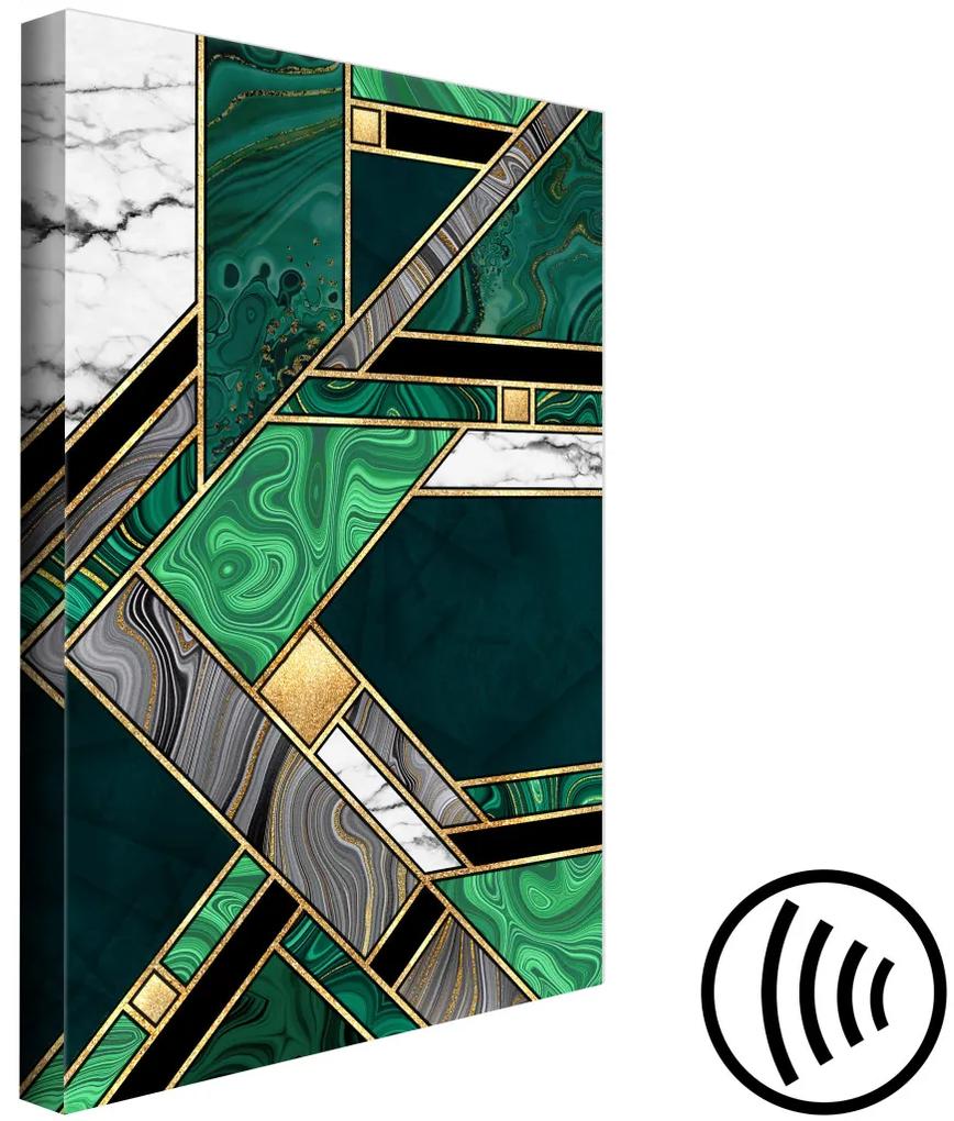 Obraz Zeleno-zlatá geometrie (1-dílný) svislý - abstrakce s mozaikou