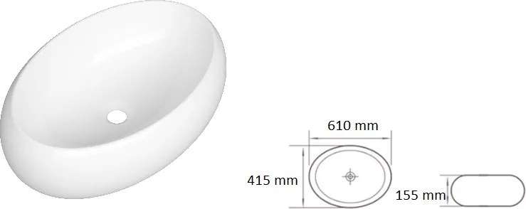Gamma Figa, umyvadlo na desku 610x415x155 mm, bílá lesklá, GMA-UC-FIGA