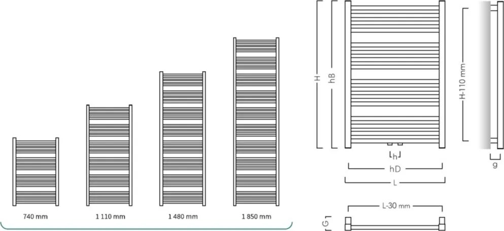 Hopa Stick koupelnový radiátor 500 x 740 mm boční připojení barva zlatá RADSTI507084BN