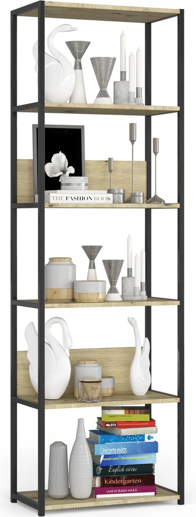 Kovový regál Loft 60 cm černá/dub artisan