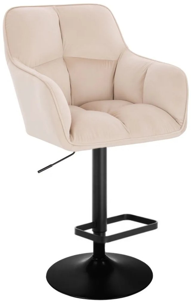 LuxuryForm DESIGN Barová židle AMALFI VELUR na černé kulaté podstavě – krémová