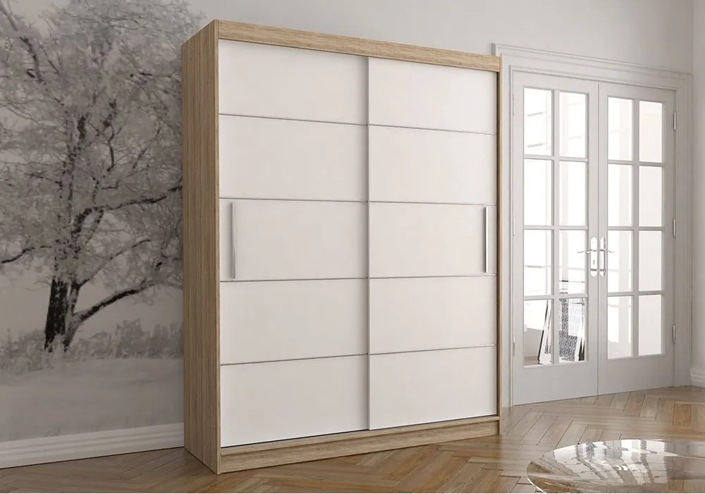 IDZ Šatní skříň Vista bez zrcadla (150 cm) Barva dřeva: Černá + Bílá