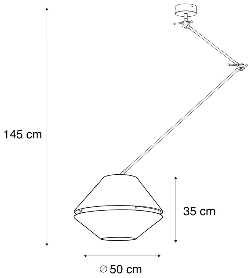 Závěsné svítidlo černé s dvojitým sametovým stínidlem zelené se zlatým vnitřkem - Blitz