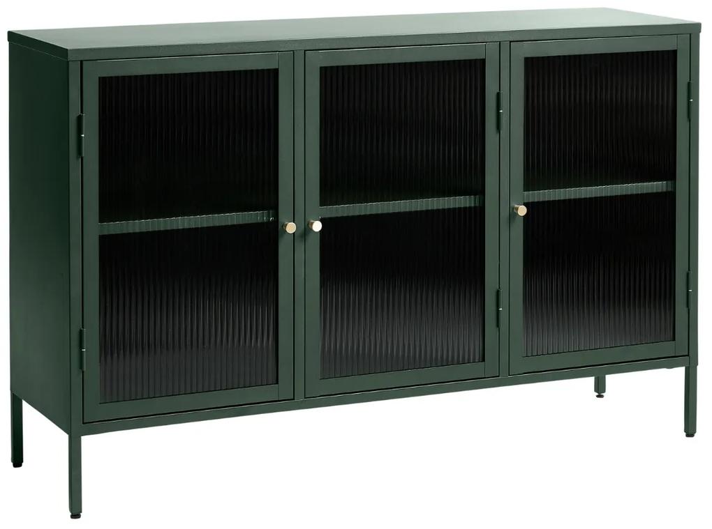 OnaDnes -20% Tmavě zelená kovová vitrína Unique Furniture Bronco 85 x 132 cm