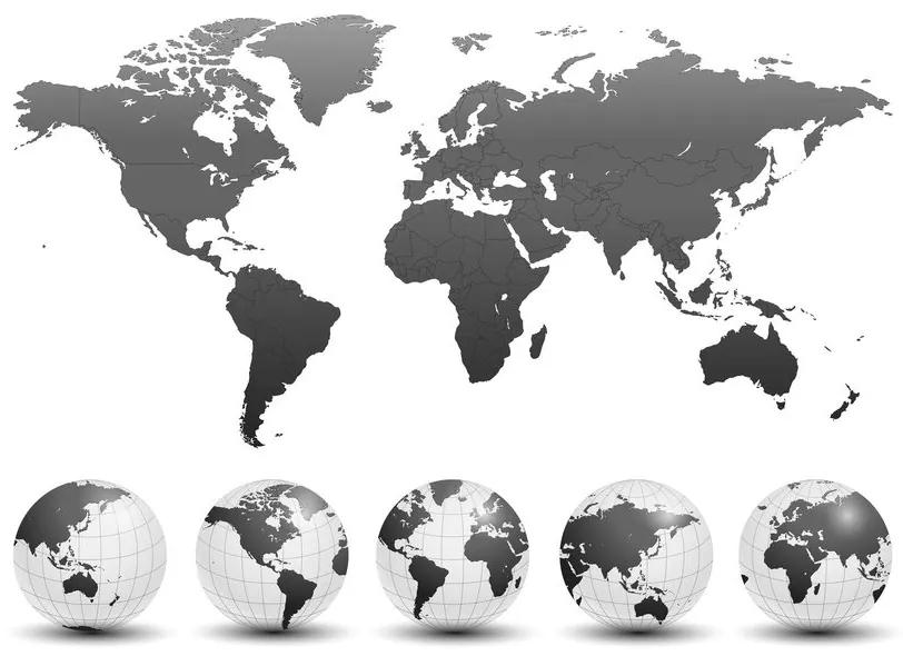 Obraz globusy s mapou světa v černobílém provedení Varianta: 120x80