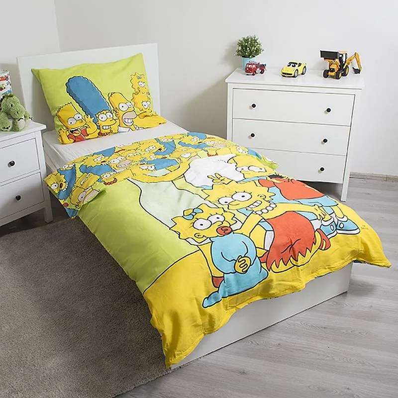 JERRY FABRICS Povlečení Simpsons Family green 100% Bavlna 140/200, 70/90 cm