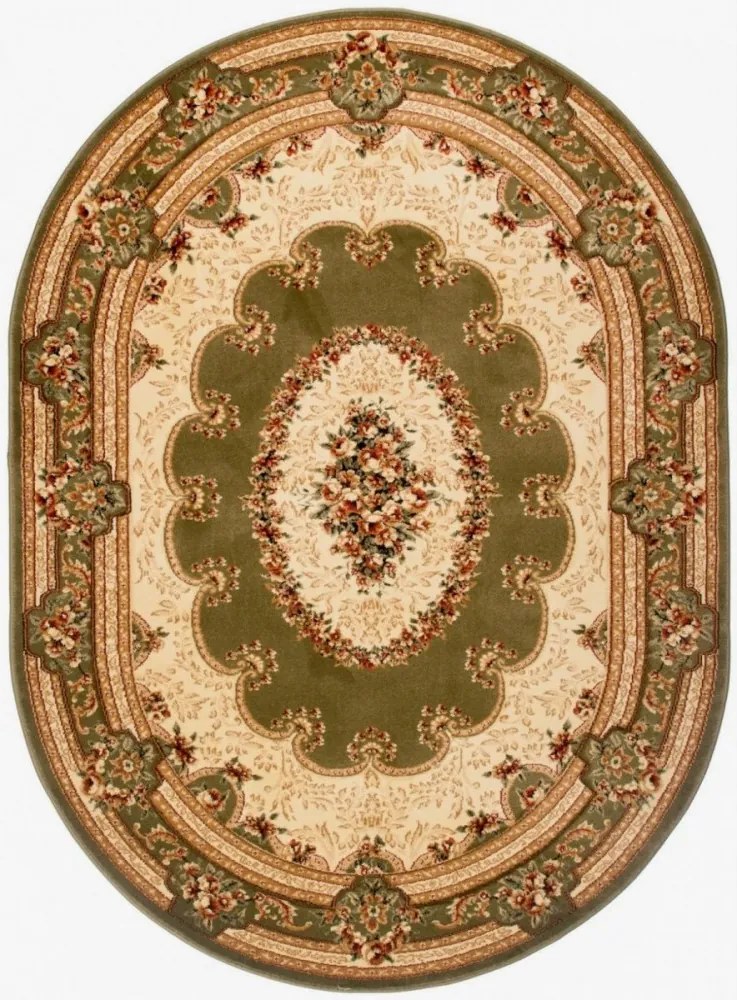 Kusový koberec klasický vzor zelený ovál, Velikosti 150x295cm