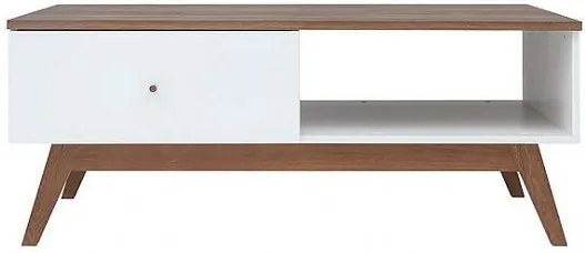 BRW Konferenční stolek Heda LAW1S - Bílá/modřín sibiu zlatý/bílý lesk