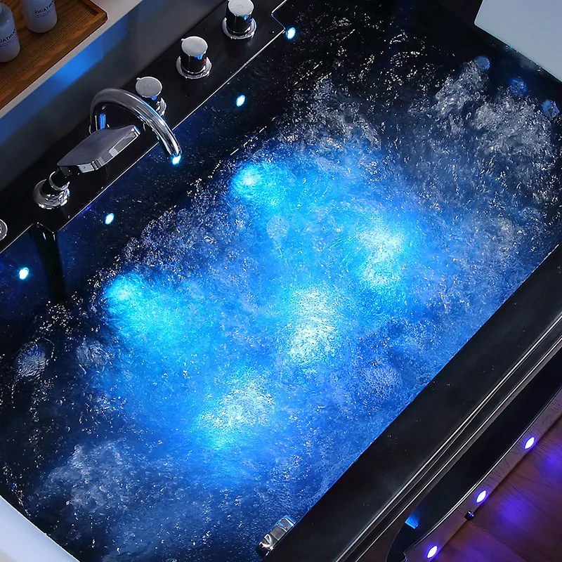 Terra Hydromasážní vířivá vana Iris 933C 170x84 s ohřevem vody, černý mramor