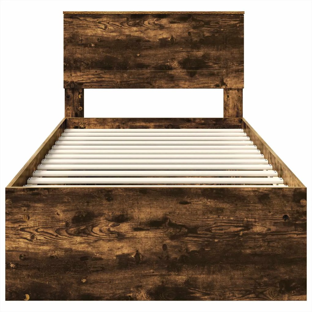 Rám postele s čelo Kouřový dub 100 x 200 cm Kompozitní dřevo 3407917