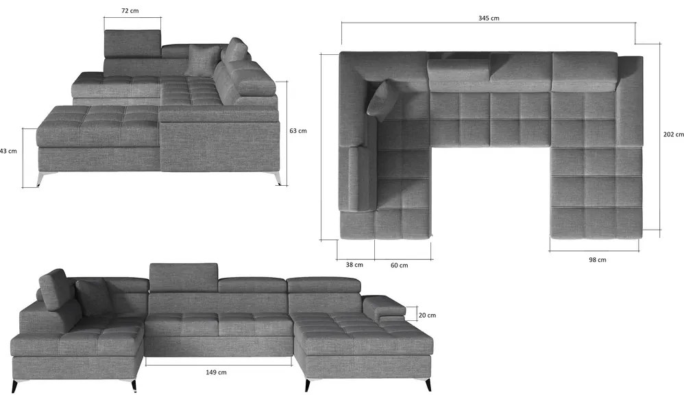 Eltapmeble Rohová rozkládací sedací souprava Eduardo - Monolith 29 (barva potahu) - levá