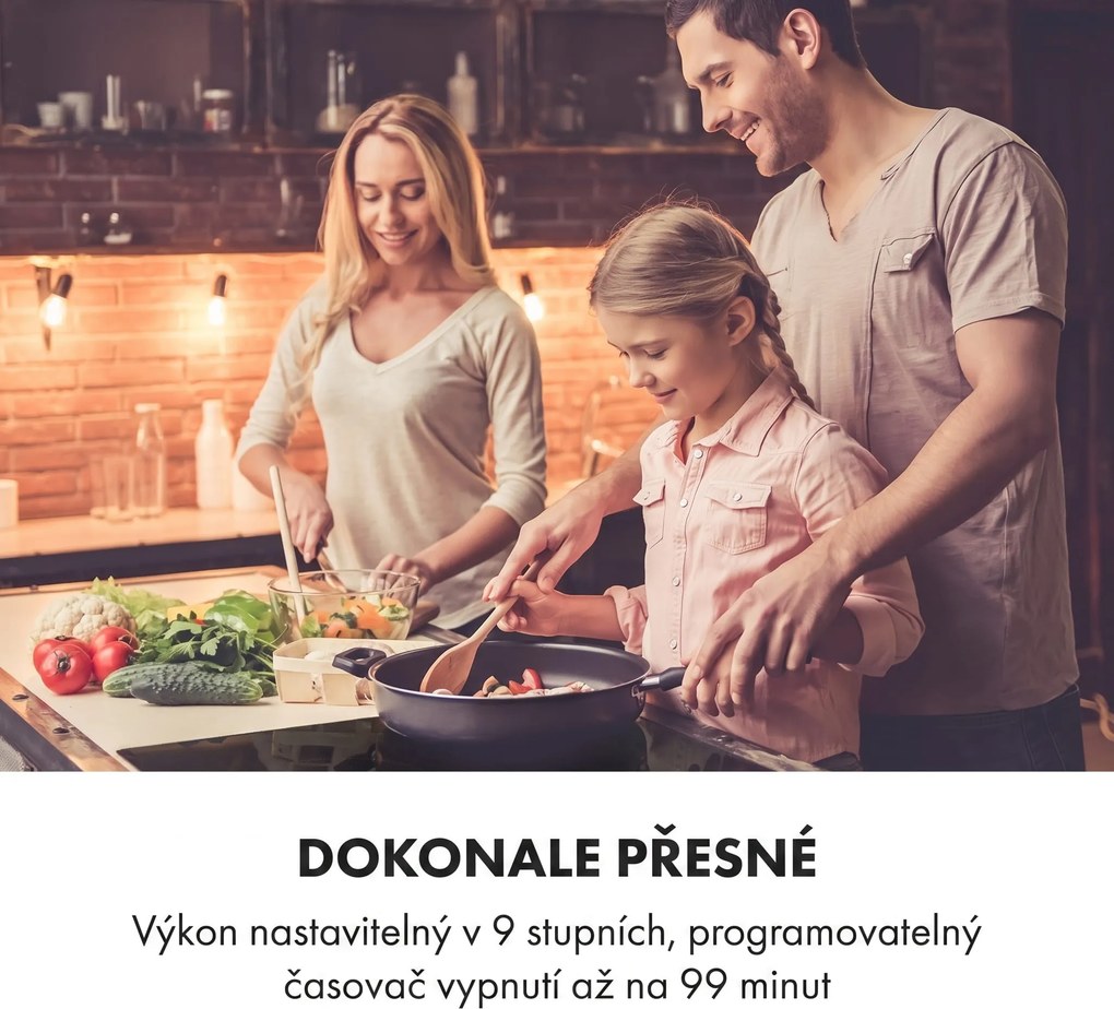Klarstein Delicatessa 90 Hybrid, indukční varná deska, vestavná, 7400 W, 5 zón, černá