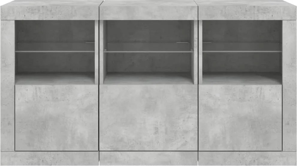 Příborník s LED osvětlením betonově šedý 123 x 37 x 67 cm 3209061