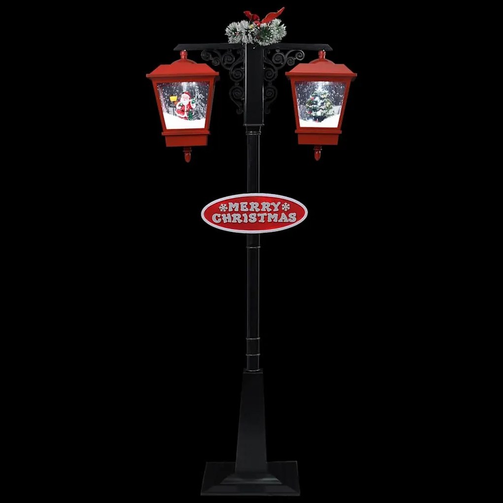 Vánoční pouliční lampa se Santou černo-červená 81x40x188 cm PVC 289926
