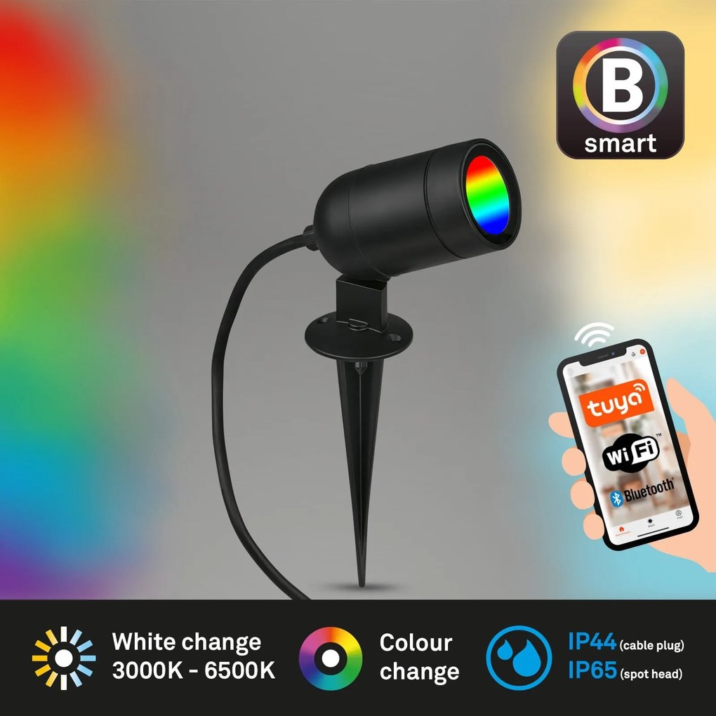 BRILO 3674-015 LED zahradní bodové svítidlo, 12 cm, 4,4 W, 380 lm, černá - BRILO