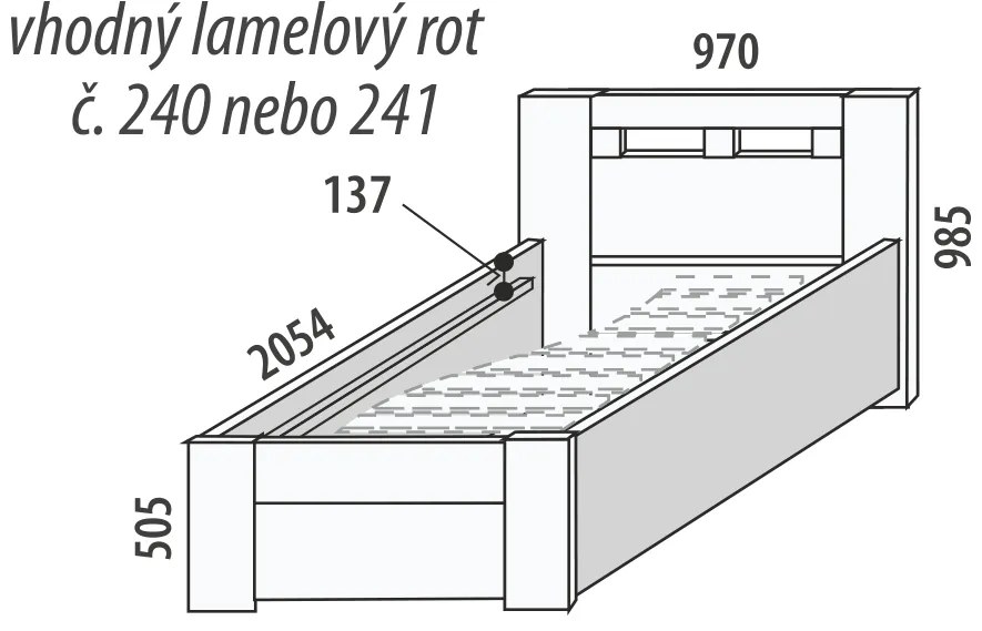 Postel Valencia senior s úložným prostorem Domestav č.137 Materiál: Buk cink, Barevne provedení: Moření