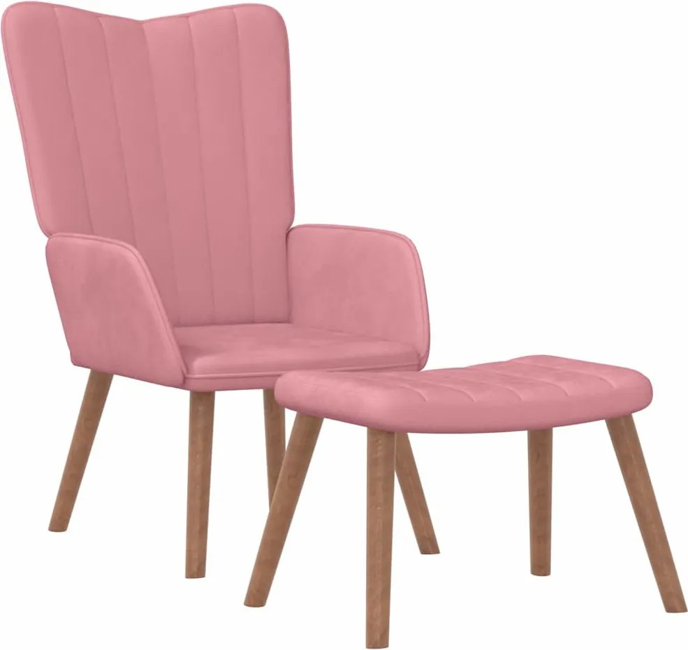 Relaxační křeslo se stoličkou růžové samet 327670