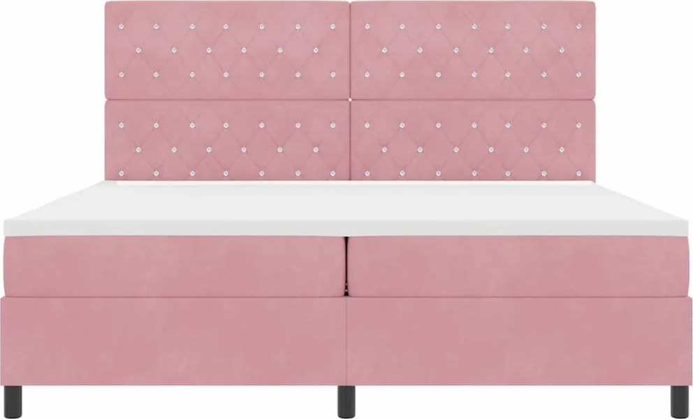 Postel s boxspringem s čelo Růžová 200 x 200 cm samet 3339793