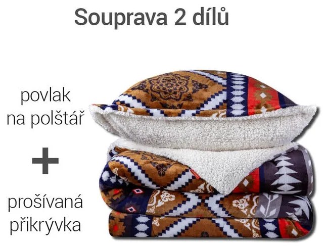 Prošívaná beránková souprava AZTÉK 2 ks