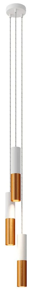 creative cables Závěsná lampa se 3 světly, textilním kabelem a dvojitým kovovým stínidlem Tub-E14 Barva: Černá-matný bronz, Montáž: Udělej Si Sám Sada