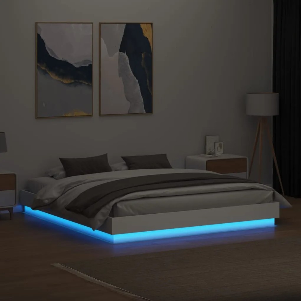 Rám postele s LED osvětlením bílý 200 x 200 cm 3209765