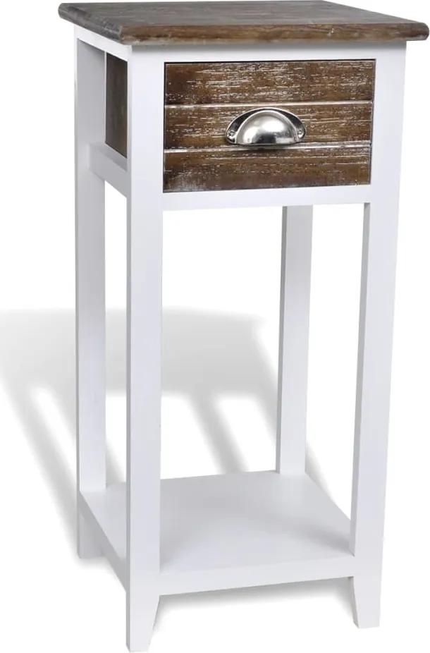 vidaXL Noční stolek s 1 zásuvkou a bílý [242038] Barva: Bílá