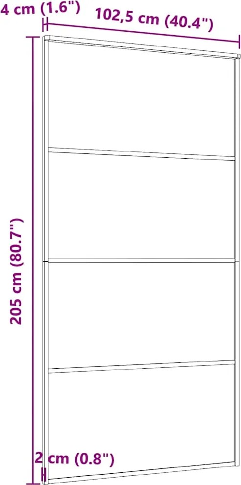 Posuvné dveře hliník a ESG sklo 102,5 x 205 cm černé 149481